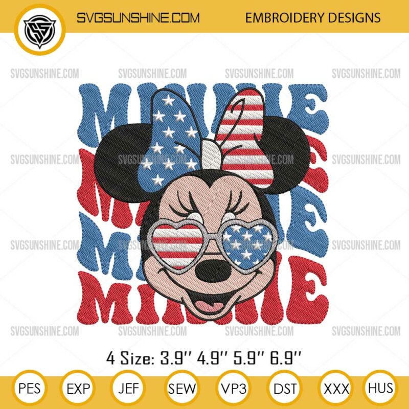 Minnie 4th Of July Embroidery Design, Patriotic Minnie Mouse Machine ...
