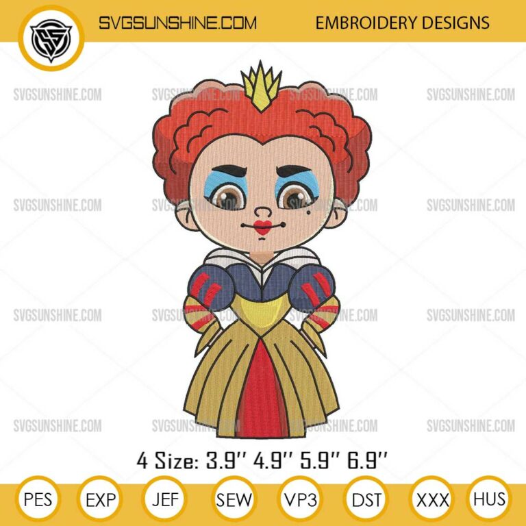 Chibi Red Queen Embroidery Designs, Alice in Wonderland Villain ...