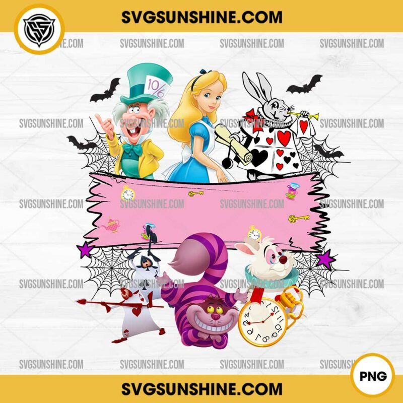 Alice in Wonderland Halloween Monogram Frame PNG, Halloween Alice in ...