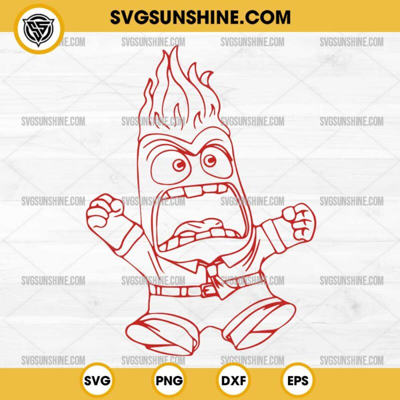 Anger Inside Out 2 SVG Digital Files, Silhouette Anger Inside Out 2 SVG ...