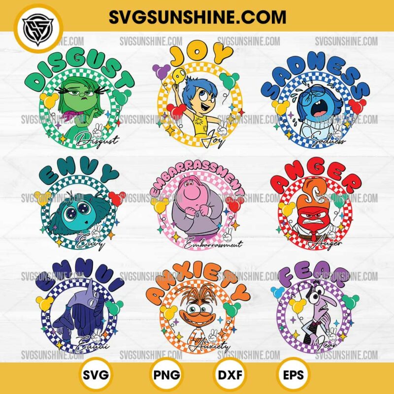Bundle Inside Out 2 SVG, Anger Joy Ennui Envy Anxiety Sadness Disgust ...