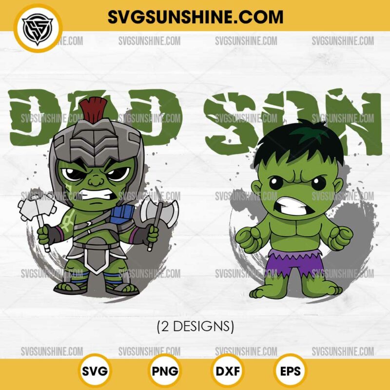 Hulk Dad And Son SVG, Hulk Dad SVG, Superhero Father's Day SVG