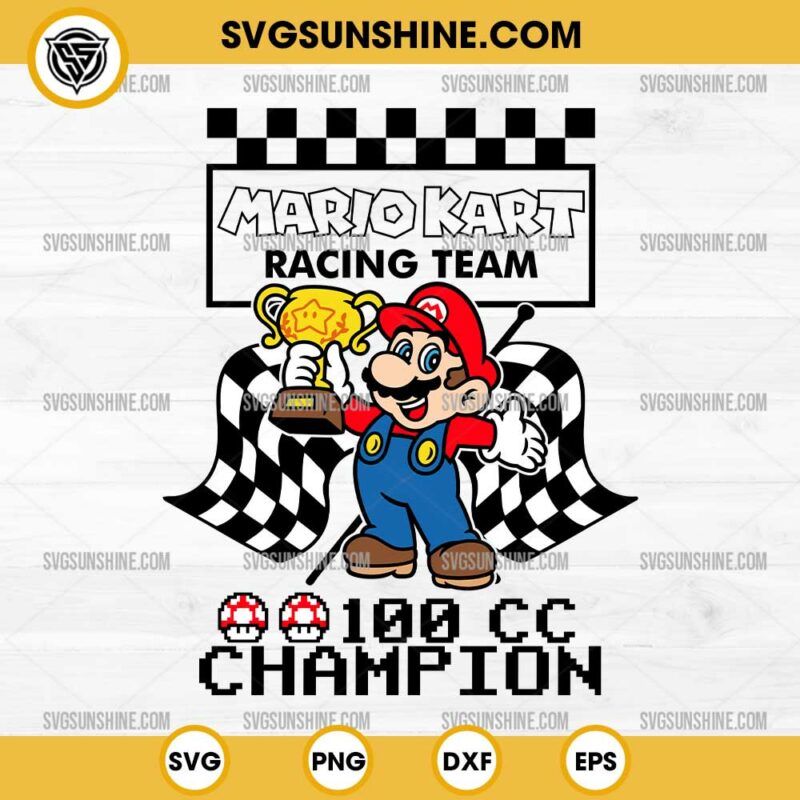 Mario Kart SVG, Mario Kart Racing Team 100CC Champion SVG, Mario Kart ...