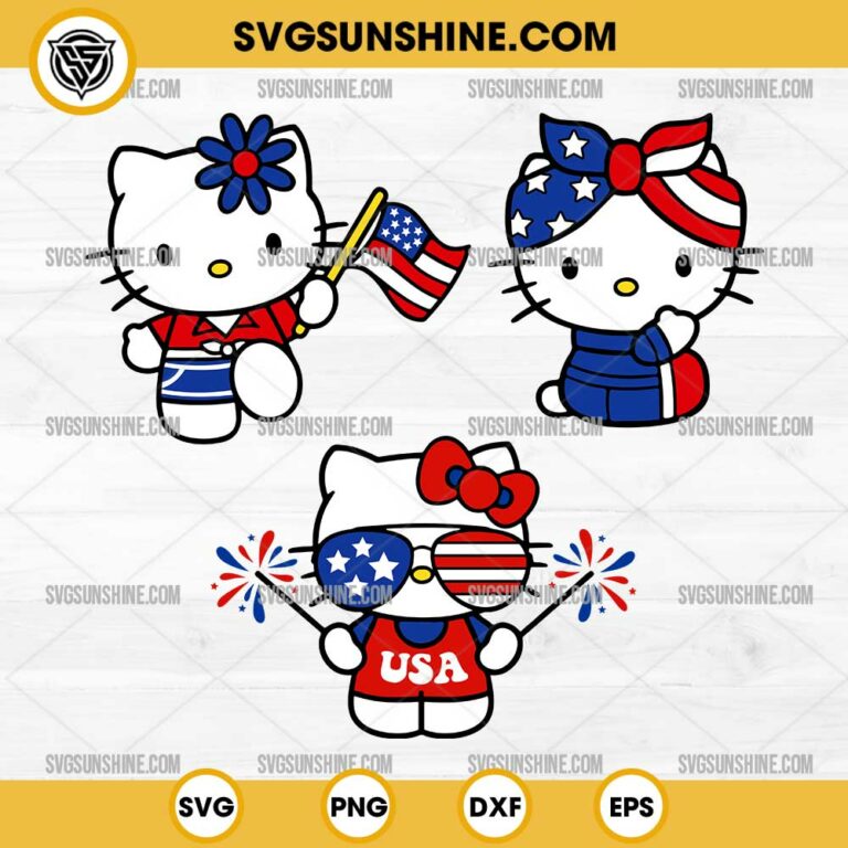 Bundle American Hello Kitty SVG, Hello Kitty 4th of July SVG, USA Hello ...