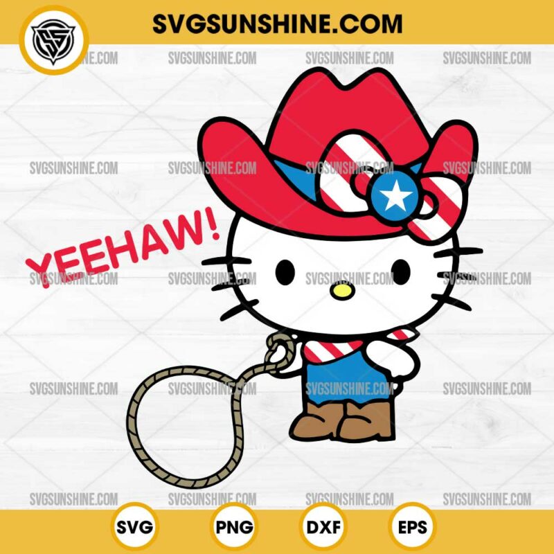 American Cowgirls Hello Kitty SVG, Hello Kitty Western SVG, Kitty Cowboy Hat SVG