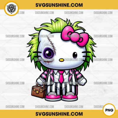 Hello Kitty Beetlejuice PNG, Horror Hello Kitty Halloween PNG