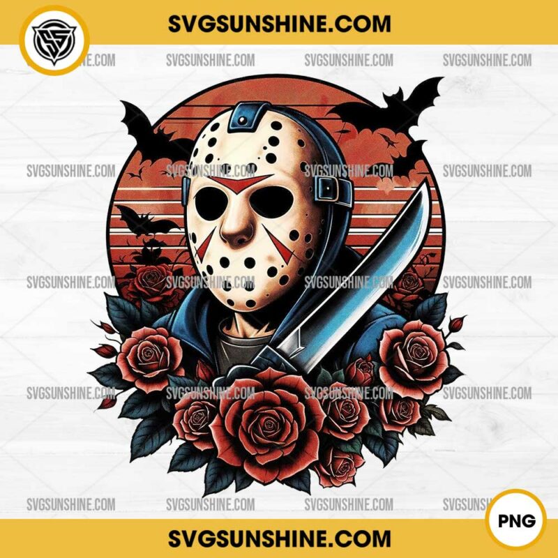 Horror Jason Voorhees Flowers PNG, Jason Voorhees Face PNG Sublimation ...