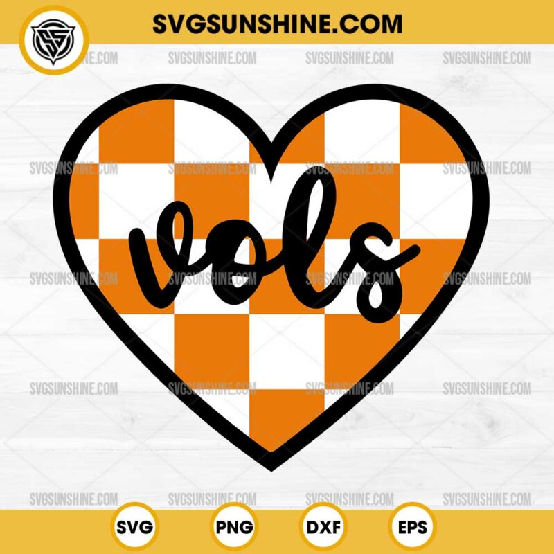Vols Checkerboard Heart SVG, Tennessee Volunteers SVG, Tennessee ...