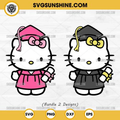 Bundle Hello Kitty Graduation SVG, Graduate Hello Kitty SVG, Pink Hello ...