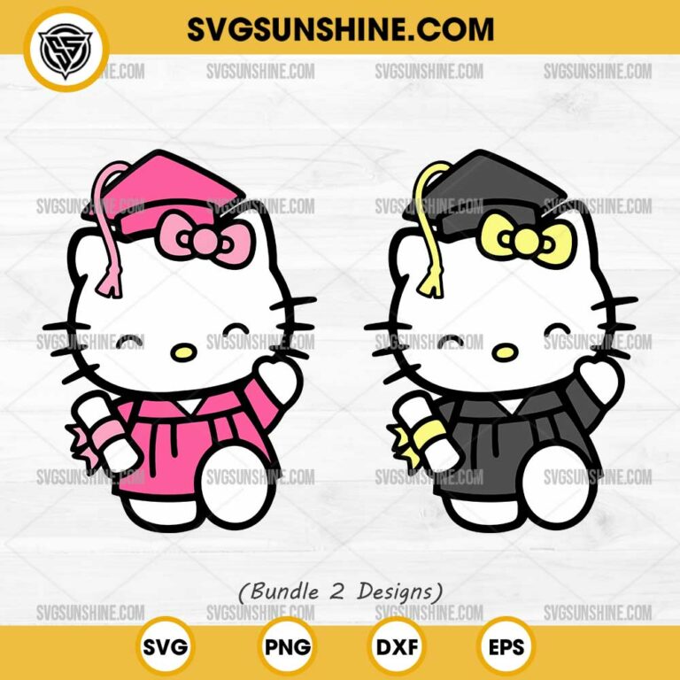 Hello Kitty Graduation SVG Bundle , Pink Hello Kitty Senior SVG PNG