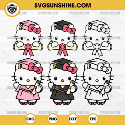 Bundle Hello Kitty Graduation SVG File, Hello Kitty Senior SVG, Pink ...