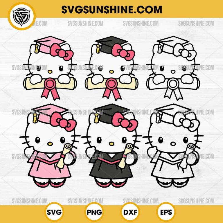 Bundle Hello Kitty Graduation SVG File, Hello Kitty Senior SVG, Pink ...
