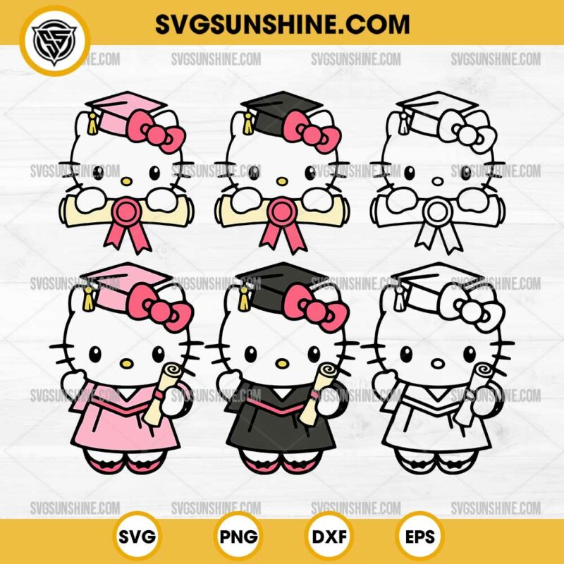 Bundle Hello Kitty Graduation SVG File, Hello Kitty Senior SVG, Pink ...