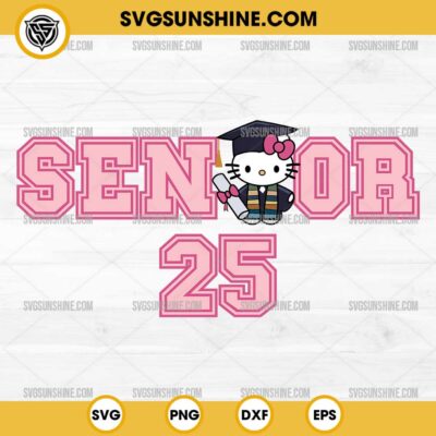 Senior 2025 Hello Kitty SVG, Pink Hello Kitty Graduation Cap SVG ...