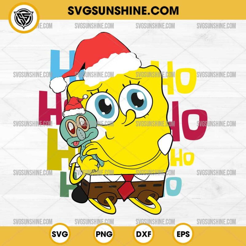 SpongeBob Ho Ho Ho Christmas SVG, SpongeBob Santa Hat SVG, Christmas ...