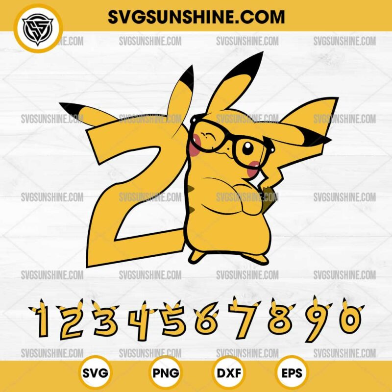 Pikachu Pokemon Numbers SVG, Pikachu Customized Numbers SVG, Pokemon ...