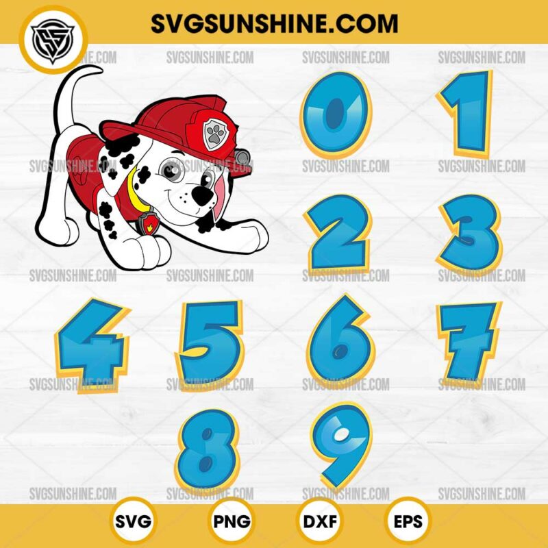 Marshall PAW Patrol Numbers SVG, Marshall Customized Numbers SVG, PAW ...