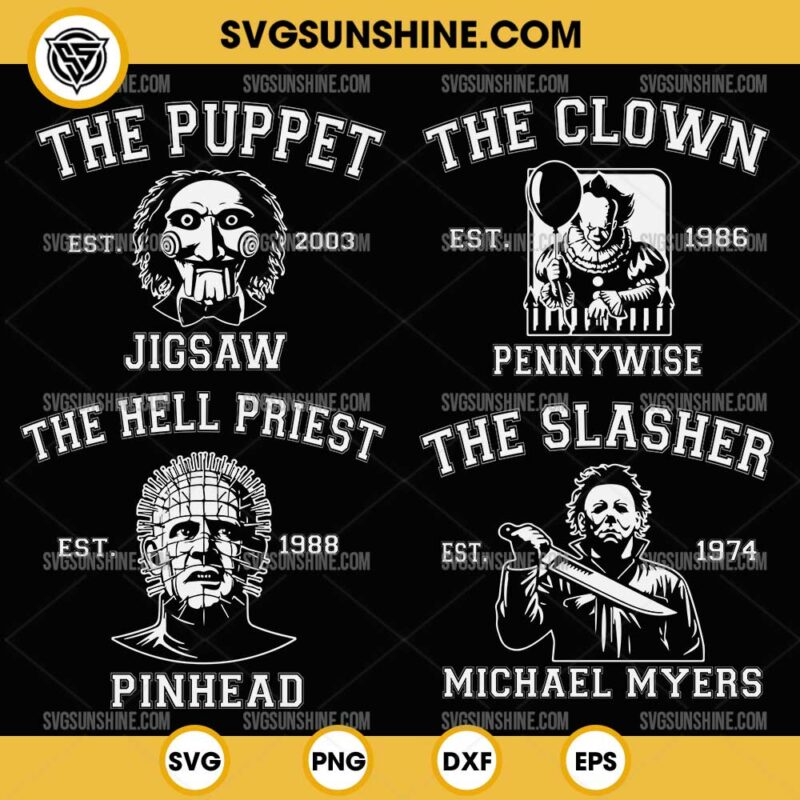 Bundle Horror Movie Killers SVG, Billy the Puppet Jigsaw SVG, The Clown ...
