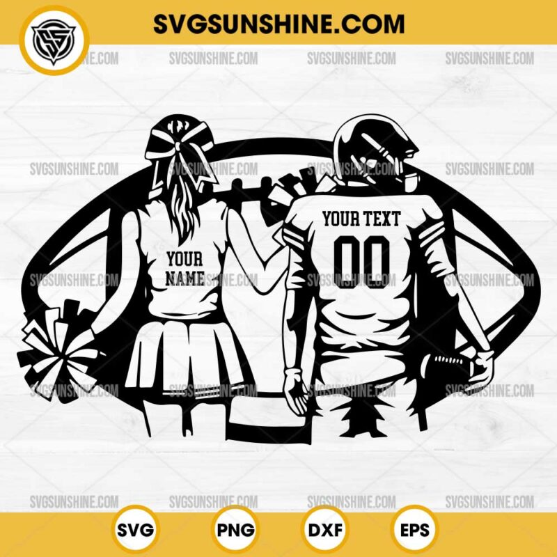 Cheerleader And Football Player SVG, Custom Football Name SVG, Cheer ...