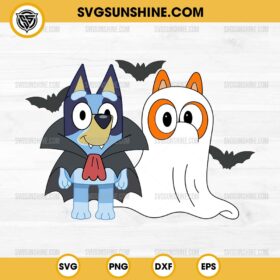 Bluey And Bingo Halloween SVG, Vampire Bluey SVG, Bingo Boo Ghost SVG ...