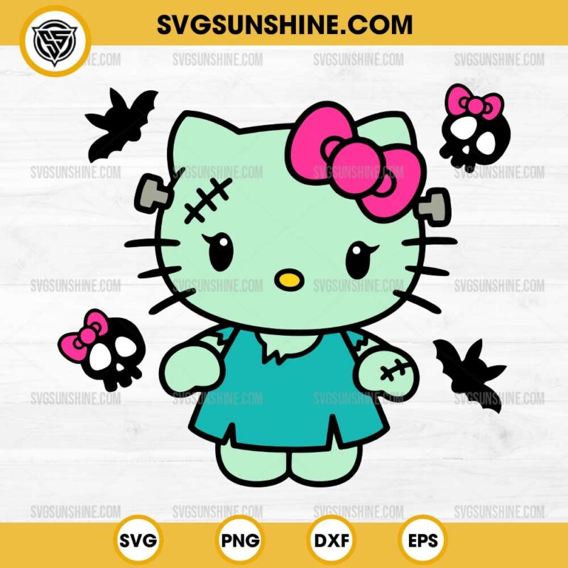 Frankenstein Hello Kitty SVG File, Monster Hello Kitty Halloween SVG ...
