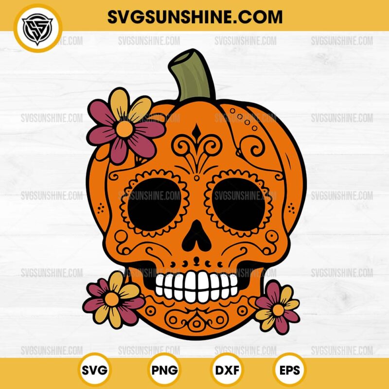 Sugar Skull Pumpkin Halloween SVG, Dia de Los Muertos SVG, Sugar Skull ...