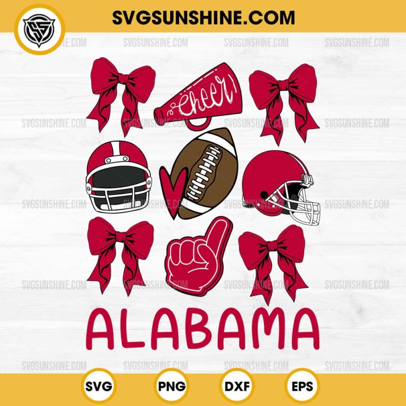 Alabama Football Coquette Bow SVG, Alabama Crimson Tide SVG, Alabama ...