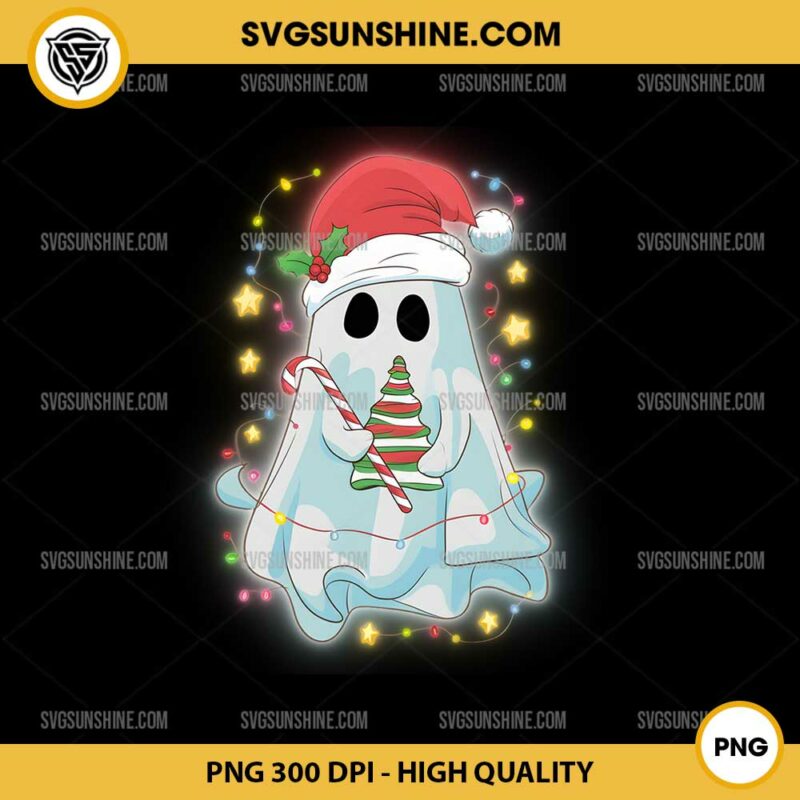 Christmas Ghost Santa Hat SVG, Spooky Christmas SVG, Christmas Flower ...