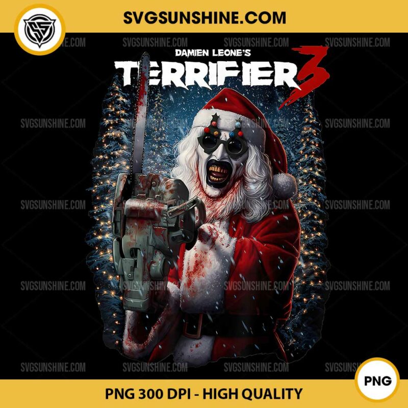 Damien Leone's Terrifier 3 Christmas PNG, Art the Clown Santa Claus ...