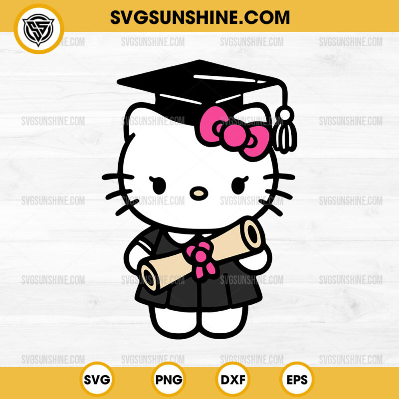 Hello Kitty Graduation SVG Bundle , Pink Hello Kitty Senior SVG PNG