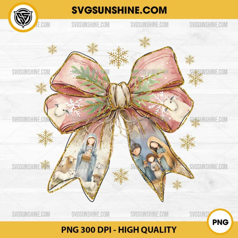Jesus Christmas Coquette Bow PNG, Christian Christmas PNG, Nativity ...