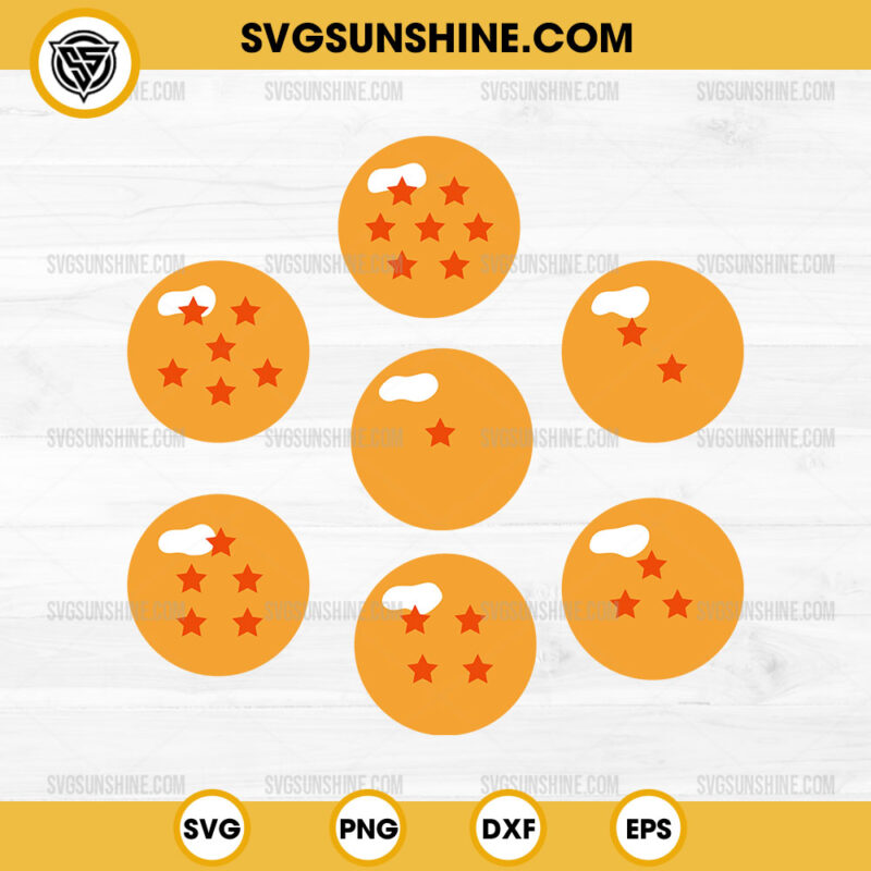 Seven Dragon Balls SVG Bundle, Dragon Ball Z SVG, Dragon Ball Balls SVG ...