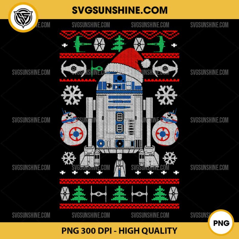 Star Wars Droids Christmas PNG, R2-D2 Star Wars Ugly Christmas Sweater PNG