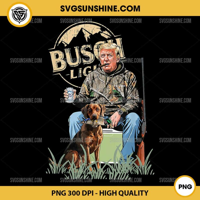 Trump With Dog And Duck Waterfowl PNG, Hunting Camo Trump Busch Light ...