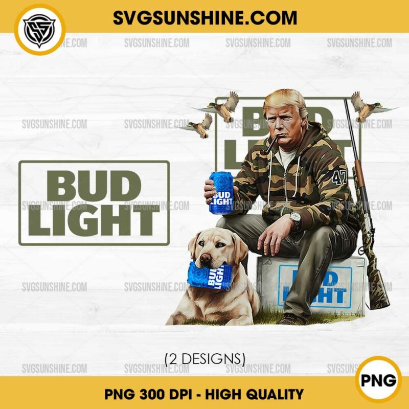 Hunting Trump With Bud Light Beer PNG, Trump With Dog Duck Waterfowl ...