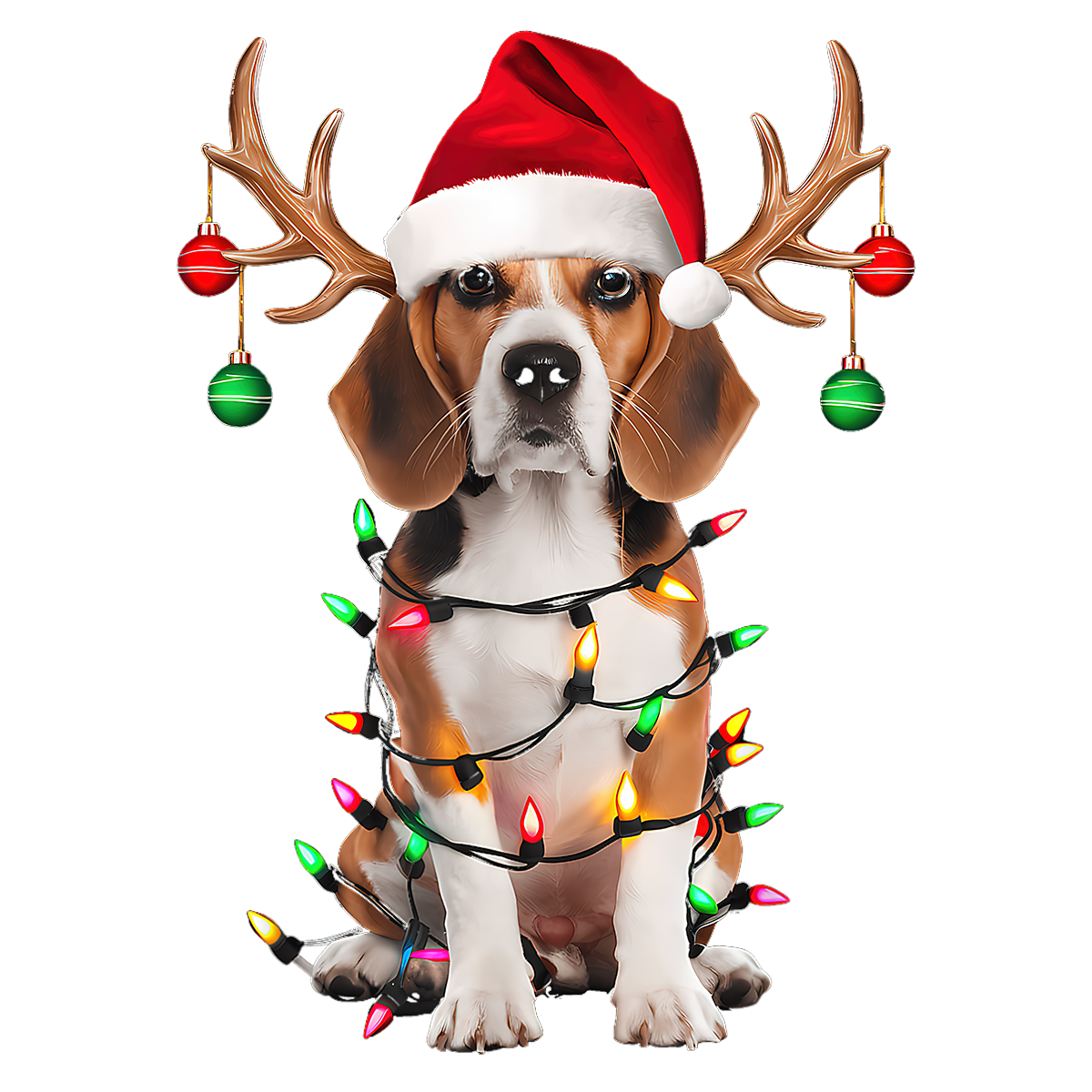 Beagle Christmas PNG, Beagle Santa Hat Lover PNG