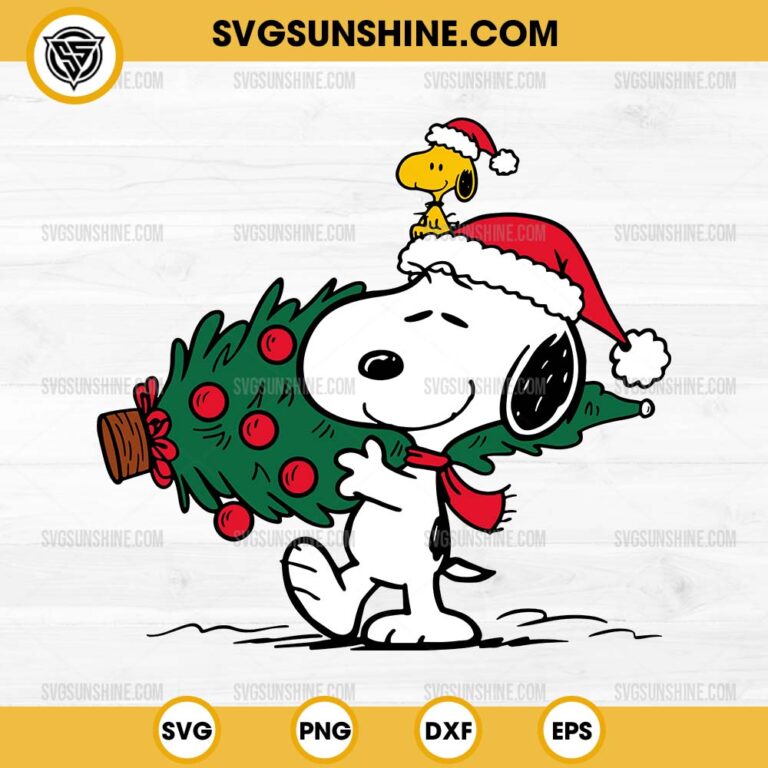 Snoopy and Woodstock Christmas Tree SVG, Peanuts Snoopy Christmas SVG, Snoopy Santa Hat ...