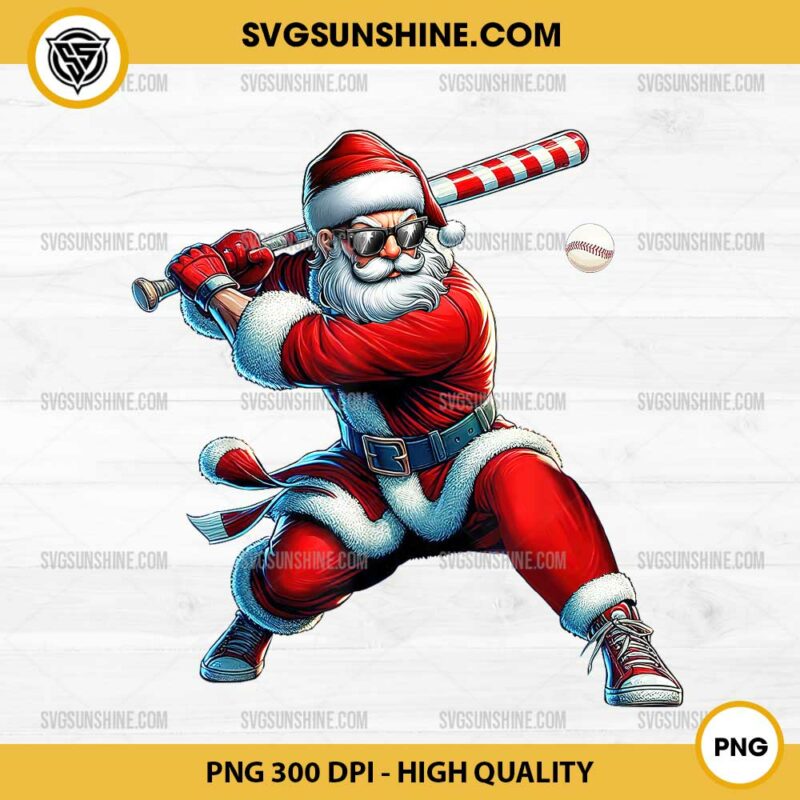 Santa Playing Baseball Christmas PNG, Santa Claus Baseball PNG ...