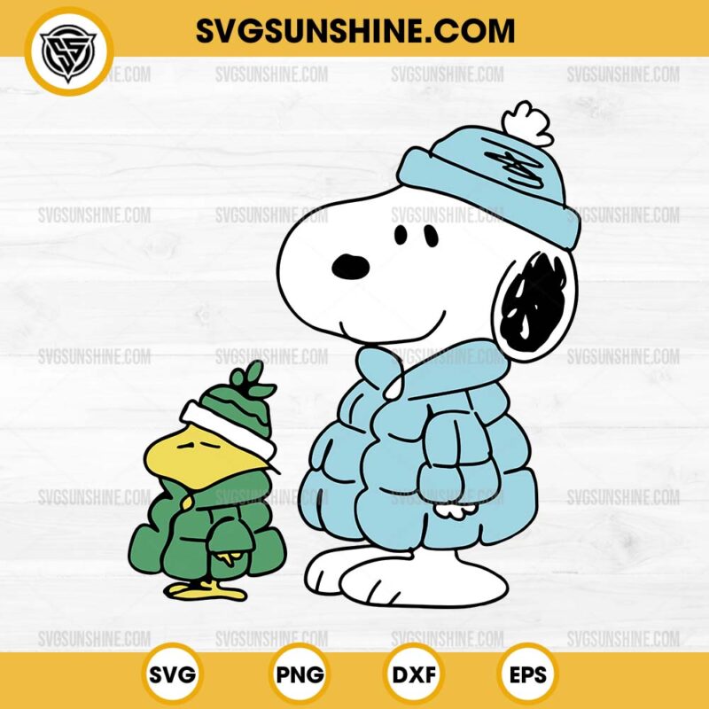 Snoopy and Woodstock In Puffer Coats SVG PNG File