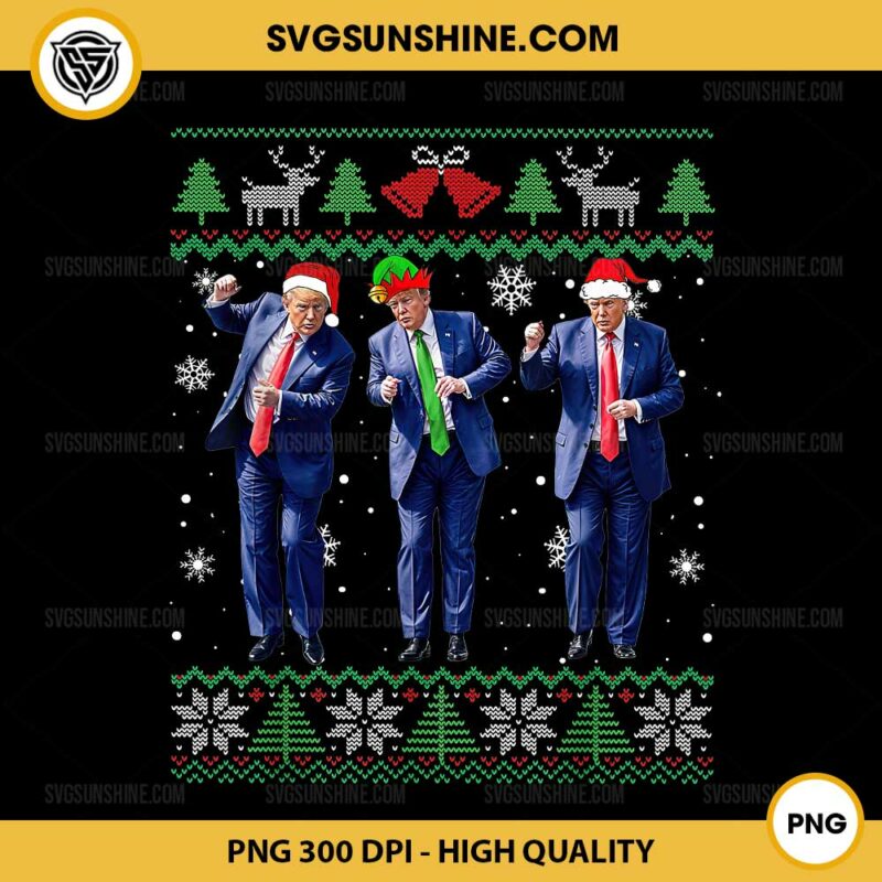 Trump Dancing Christmas PNG, Trump Ugly Christmas Sweater PNG