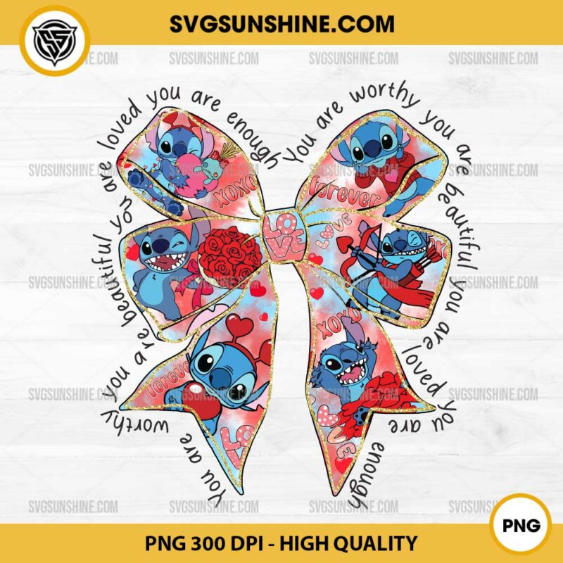 Stitch Valentine Bow PNG, Coquette Stitch Valentine PNG, Stitch ...