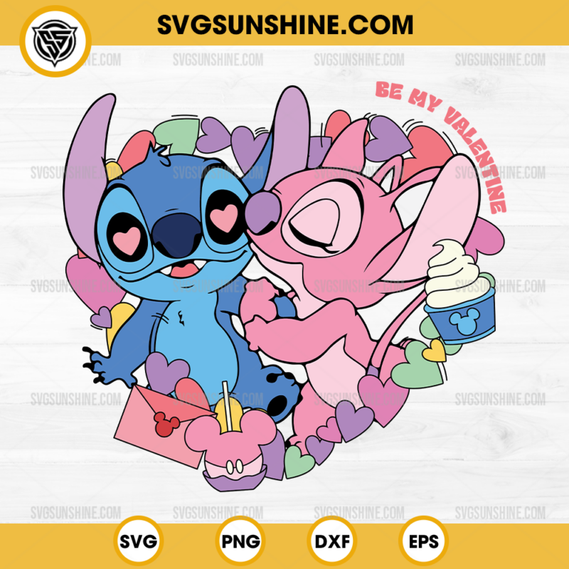 Be My Valentine Stitch and Angel SVG, Stitch and Angel Love SVG ...