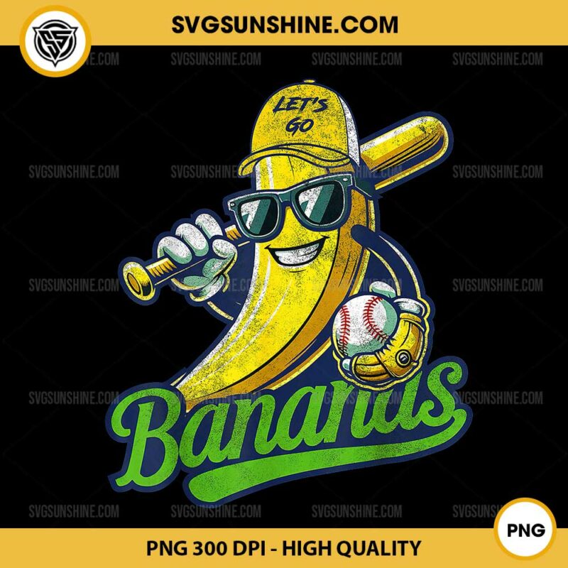 Let's Go Bananas PNG, Banana Playing Baseball PNG, Fruit Lover Baseball ...