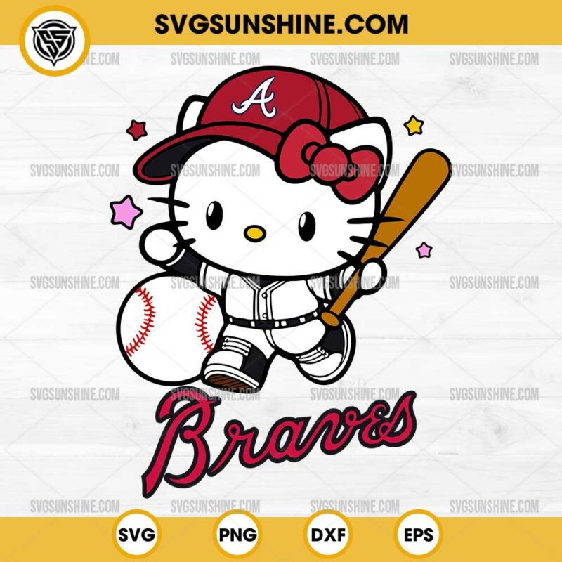 Hello Kitty Atlanta Braves SVG, Hello Kitty Baseball SVG