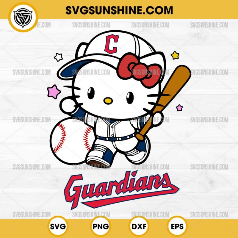 Hello Kitty Cleveland Guardians SVG, Hello Kitty Baseball SVG