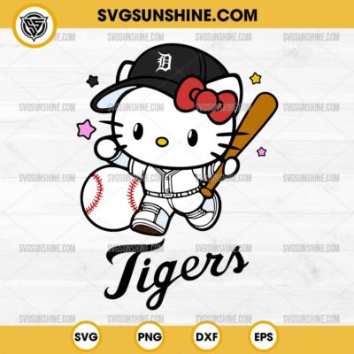 Hello Kitty Detroit Tigers SVG, Hello Kitty Baseball SVG