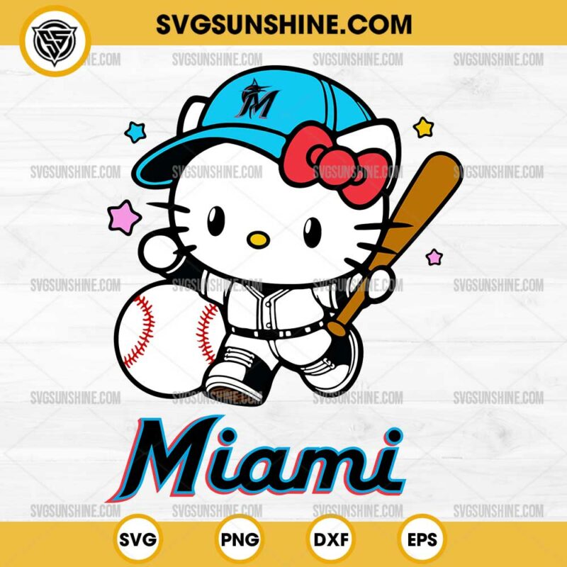 Hello Kitty Miami Marlins SVG, Hello Kitty Baseball SVG