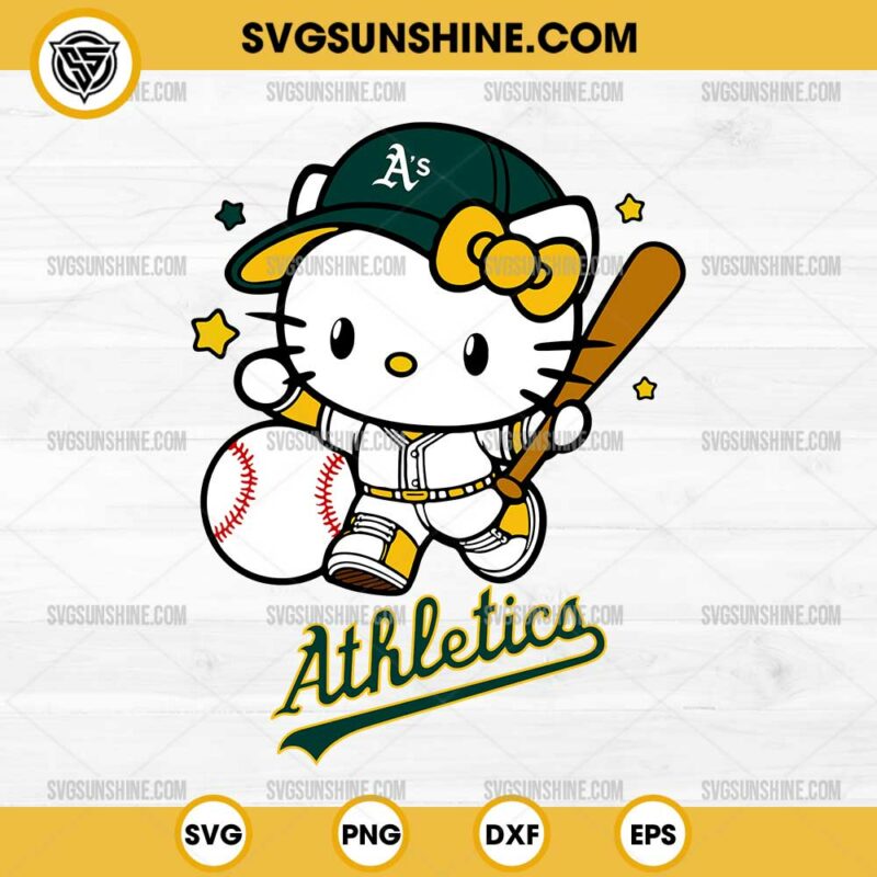 Hello Kitty Oakland Athletics SVG, Hello Kitty Baseball SVG