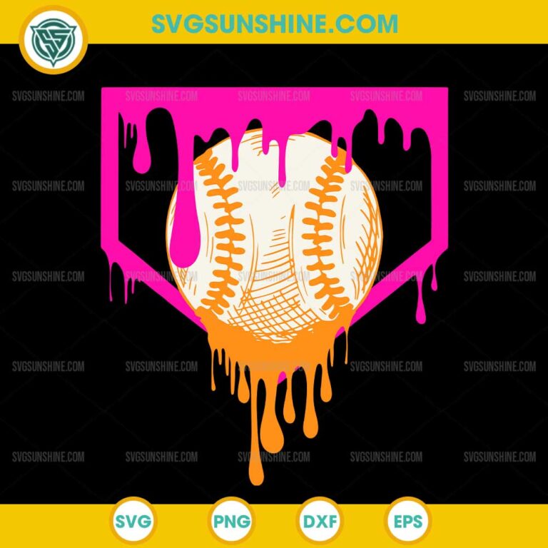 Baseball Drip Ice Cream SVG, Drip Baseball SVG