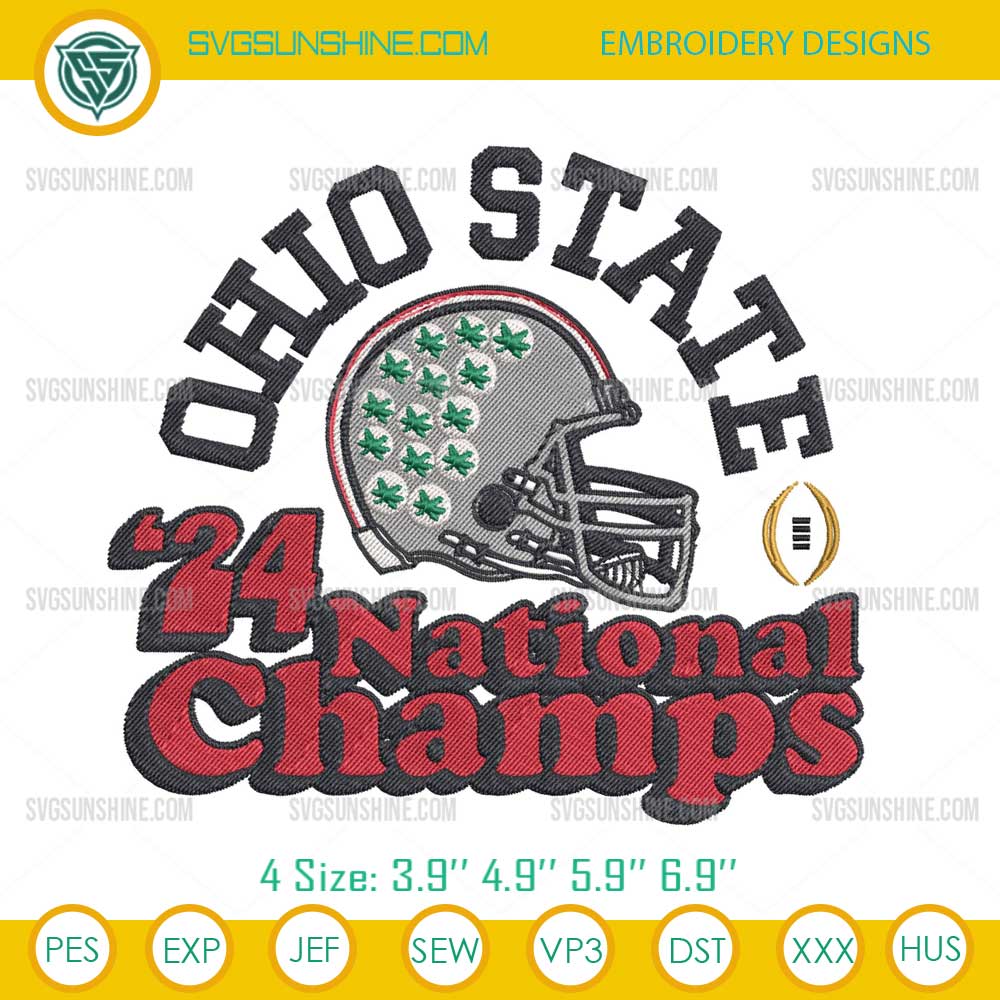 Ohio State Buckeyes Football National Champs Embroidery Design File